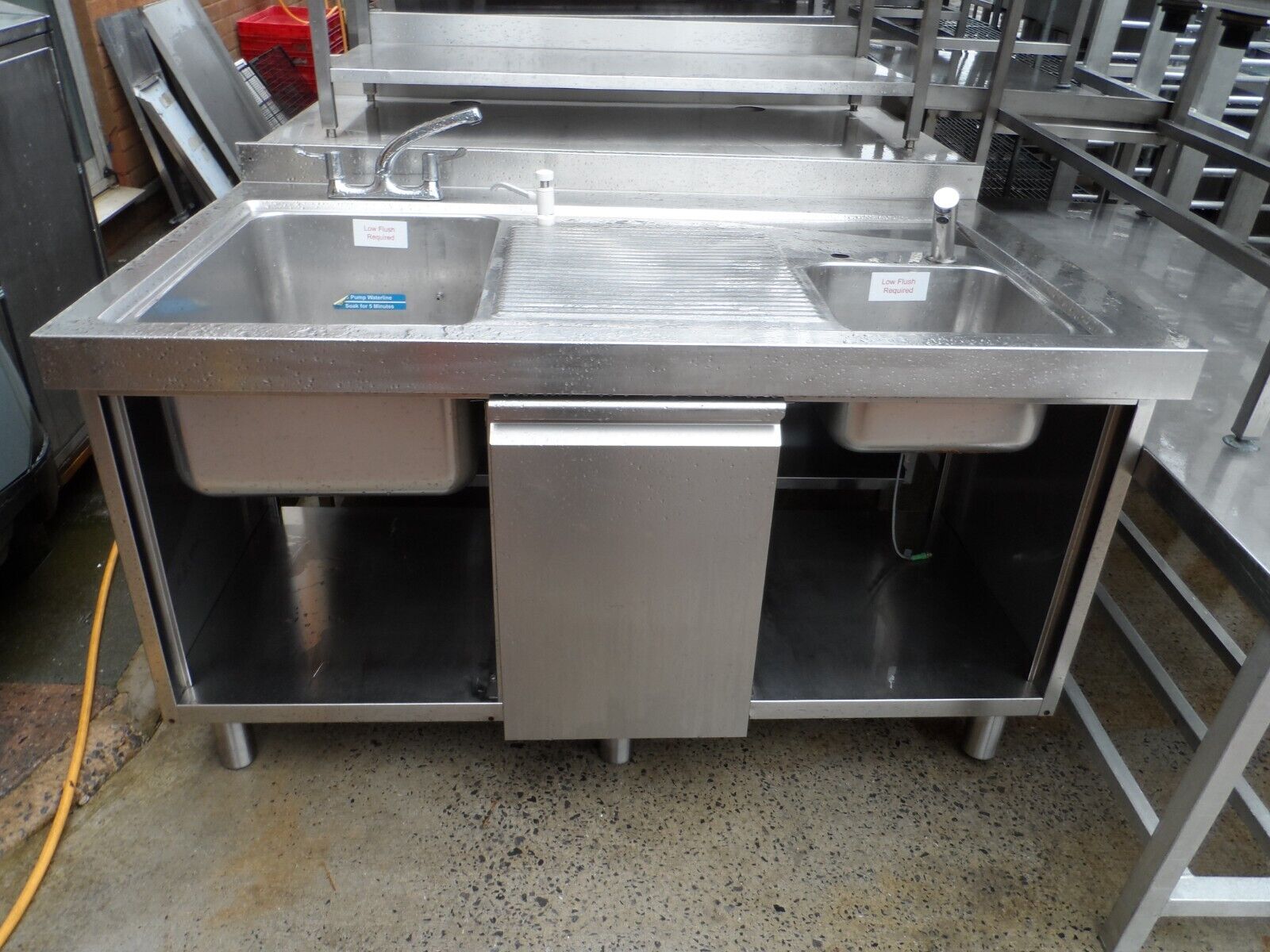 Stainless Steel Double Bowl Sink Unit with Bin Chute 1510 x 870 mm ...